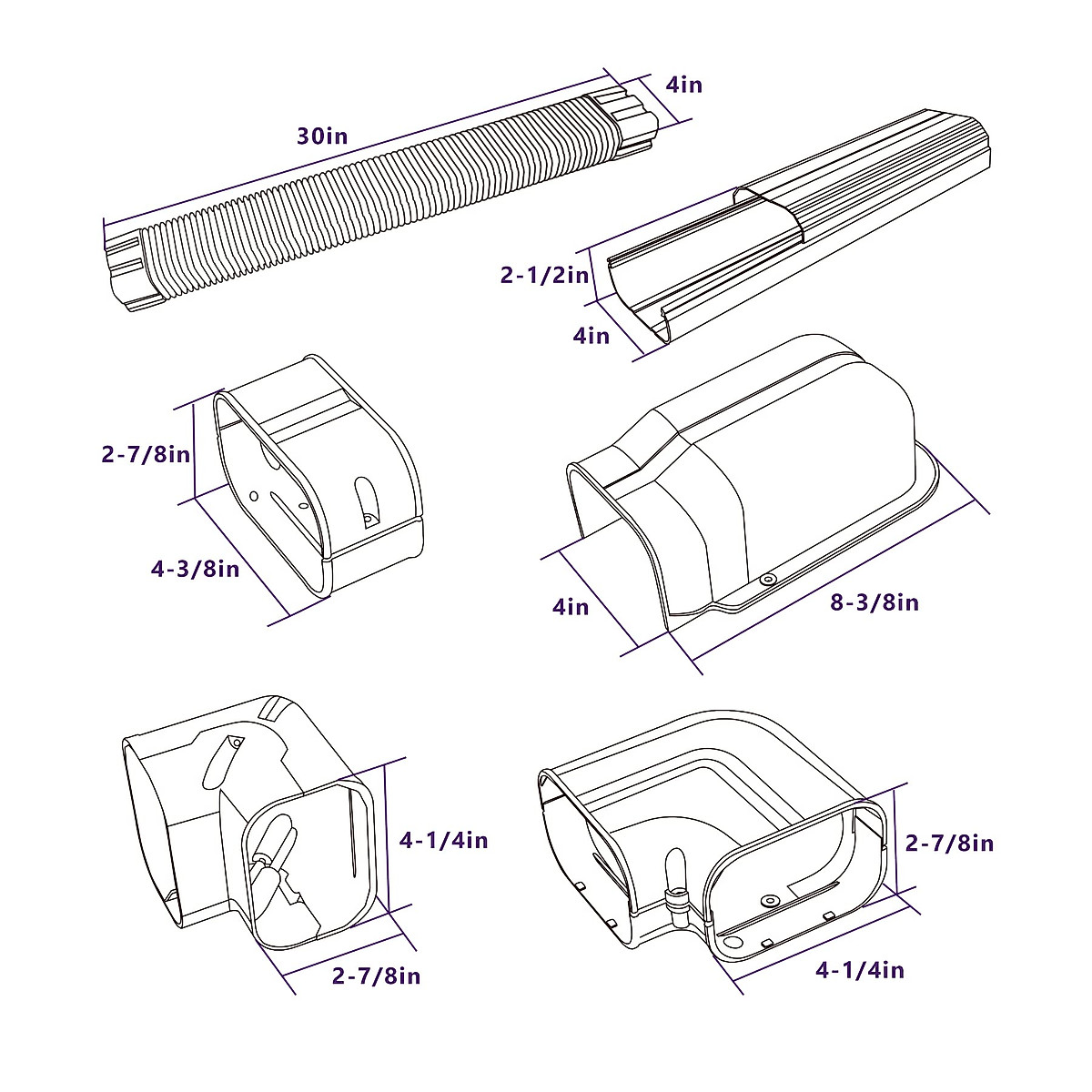 Mxclimate 4" 17Ft PVC Line Set Cover Kit for Mini Split and Central Air Conditioners,AC Heat Pump Systems,Decorative Tubing Pipe Covers,Brown
