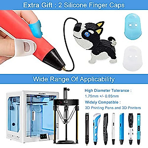 1.75mm 22 Mixed Colors 3D Printing PLA Filament Sample Refill Pack, Each Color 10ft, Total 220ft PLA Refills, Fit for Most 3D Printer & Normal 3D Pen, with Extra 2 Silicone Finger Caps by OEM MIKA3D