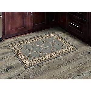 Brumlow MILLS Premier Traditional Floral Print Pattern Home Indoor Area Rug for Living Room Decor, Dining, Kitchen or Bedroom, 20" x 34", Mineral Blue