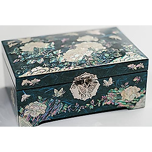February Mountain Mother of Pearl Jewelry Organizer Box with Ring Tray - Gifts for Women Unique gift for women who have everything