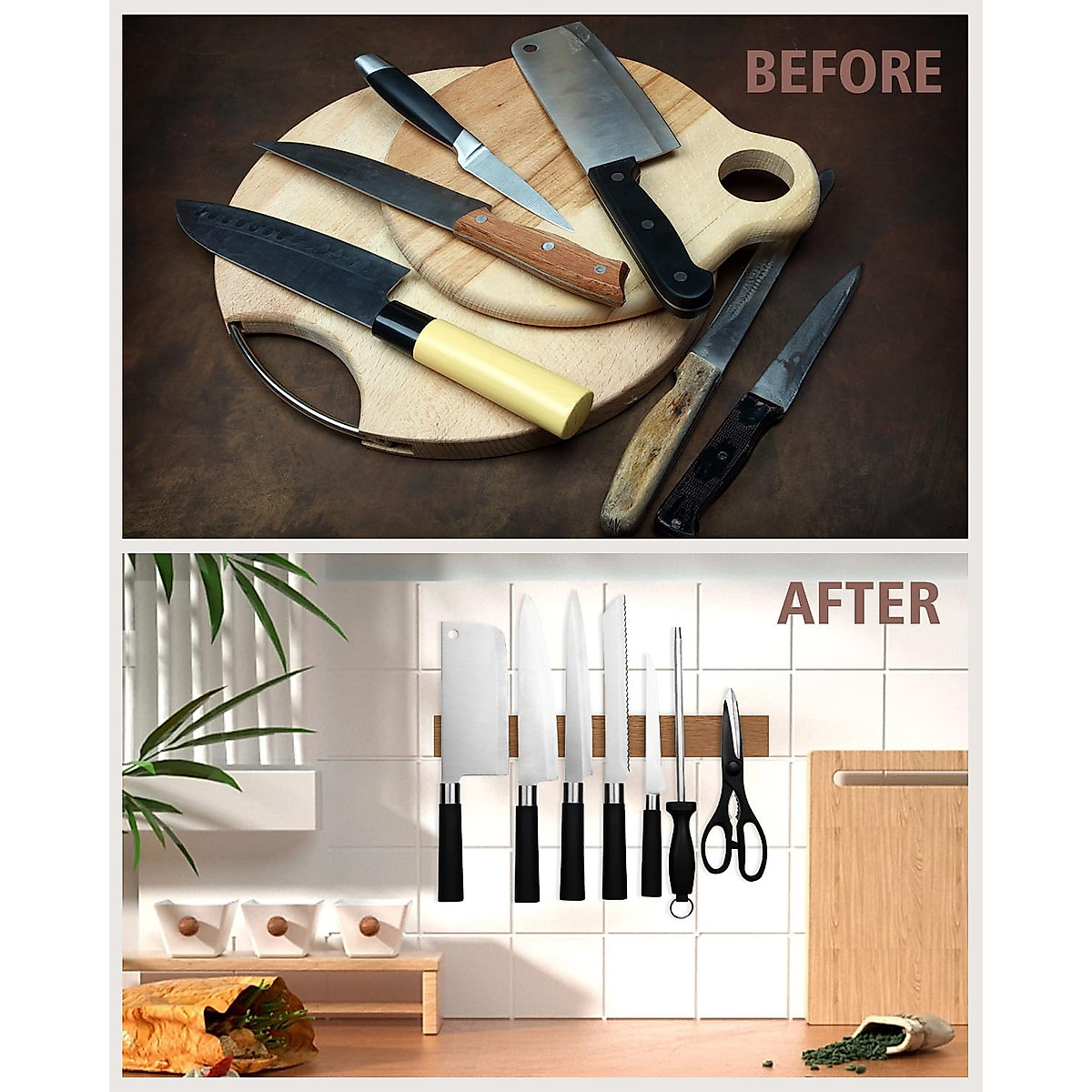 Magnetic Knife Holder 1 Pcs 16In Premium Acacia Wood Magnetic Knife Strip Heavy Duty Magnet Strip for Knives