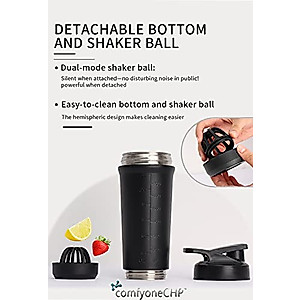 ComfyoneCHP Detachable Bottom Stainless Steel Water Bottle Cup Protein Mixing Shaker Tumbler Removal Ball and Bottom Easy Clean Leak-Proof Blender Cup 28oz (800ml) for Gym (Navy Blue)