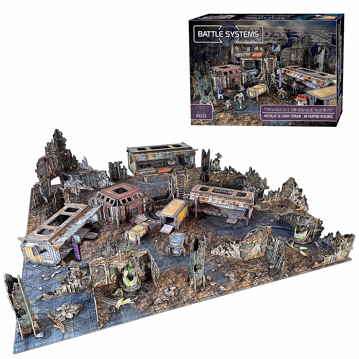 Battle Systems - Modular Tabletop 3D Gaming Sci-Fi Terrain - Perfect for 28mm-35mm Miniatures and Figures - No Painting Required - Science Fiction Aliens 40K Wargame