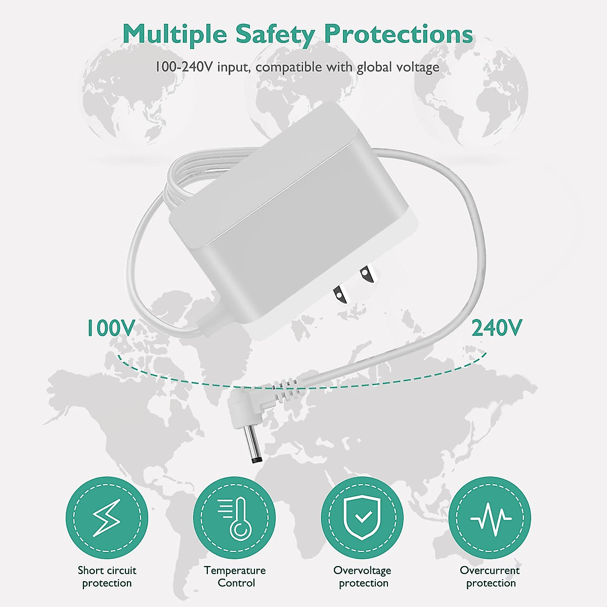 for Hello Baby Monitor Charger, Lnauy Adapter Compatible with HelloBaby HB66 / HB50 / HB6550 / HB30 Baby Camera Monitor K05S050100U Replacement Power Supply Cord Cable 5V
