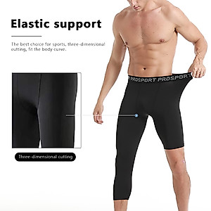 Blaward 2 Pack Men's Compression Pants Basketball One Leg Tights Athletic Base Layer Running Leggings Cycling Gym Underwear