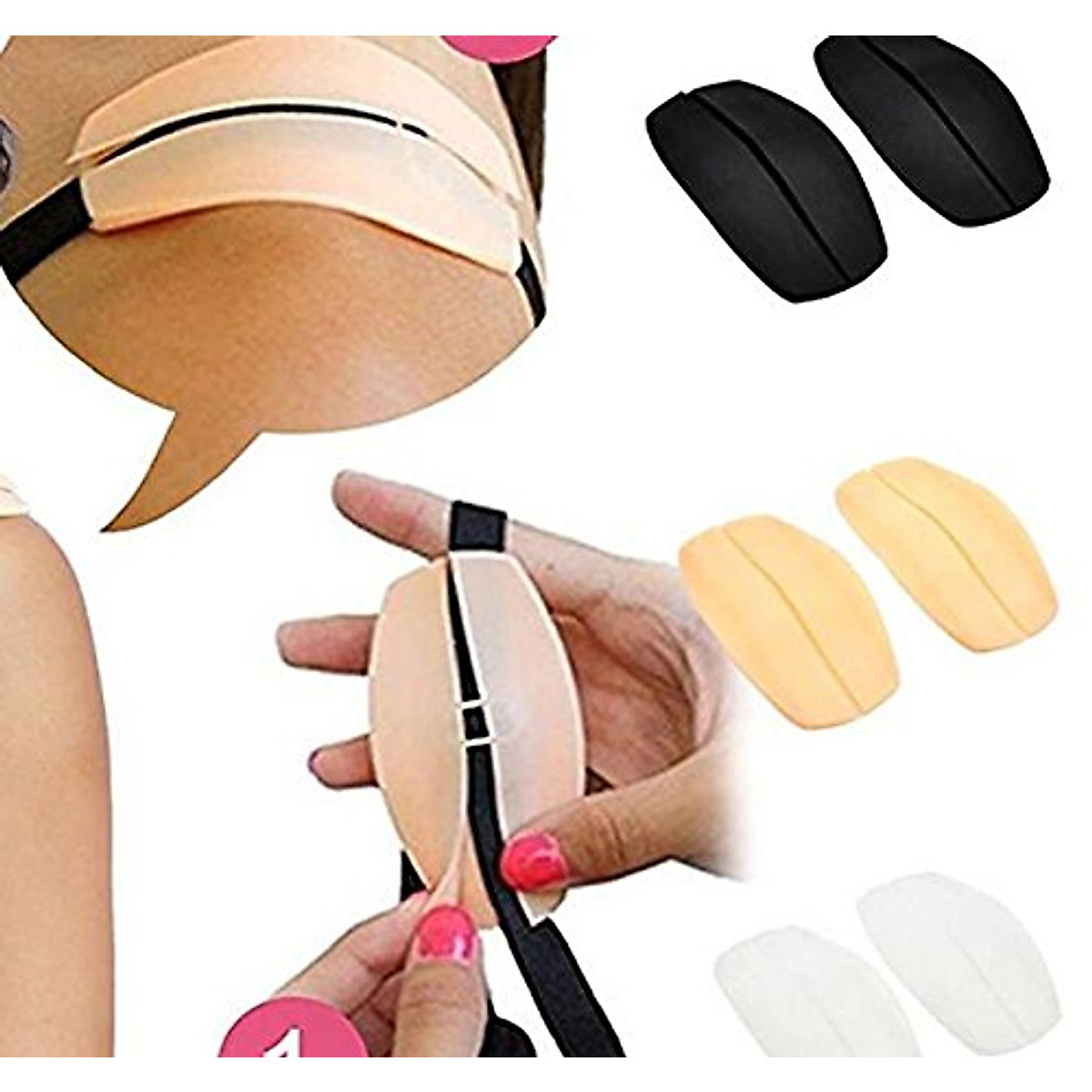 YOYOSTORE 3 Pair Silicone Bra Strap Cushions Holder Non-Slip Pliable Shoulder Protectors Pads Ease Shoulder Discomfort (Hold) Multicoloured