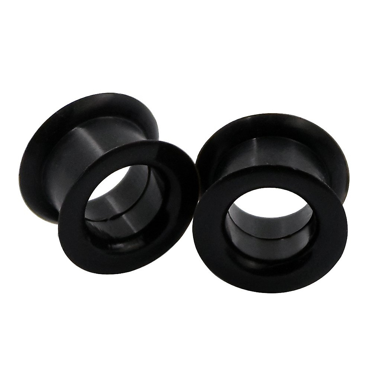 Oyaface 2PCS Black Hard Silicone Flexible Ear Skin Tunnels Expanders Gauges Hollow Sturdy Body Piercing 25mm(1")