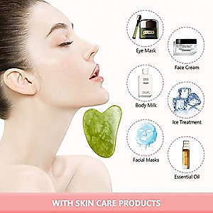 Gua Sha, Gua Sha Facial Tool, Guasha Tool for Face, Guasha Natural Jade Stone Light Green