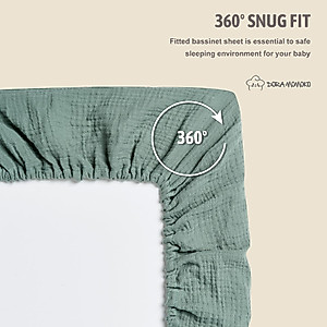 Muslin Bassinet Sheets Set 2 Pack Fitted Cradle Sheets for Bassinet Bedside Bassinet Sheets Baby Moses Basket Oval Rectangle Mattress Sheets