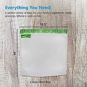 Reusable Food Storage Bags - Perfect for Freezer - Seal Produce, Snacks, Sandwiches, Lunch, Leftovers and More - Multipack Set Includes Gallon, 2 Quart, and 1 Quart Stand Up, Lay Flat Bags