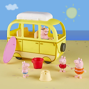 Peppa Pig Peppa's Adventures Beach Campervan, Preschool Toy, 10 Pieces, Working Wheels, 3 Years and Above, Multicolored (F3632FF2)