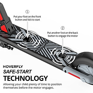 HOVERFLY GKS Lumios Kids Electric Scooter, 6" LED Flash Wheel & Deck Lights, Max 7.5mph Power by 150W Motor and 6.25 Miles, Scooter for Kids Ages 6-12, Gray