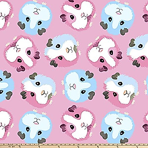 Guinea Pigs Pink Premium Anti-Pill No-Sew Throw Fleece Fabric Kit (50x60)