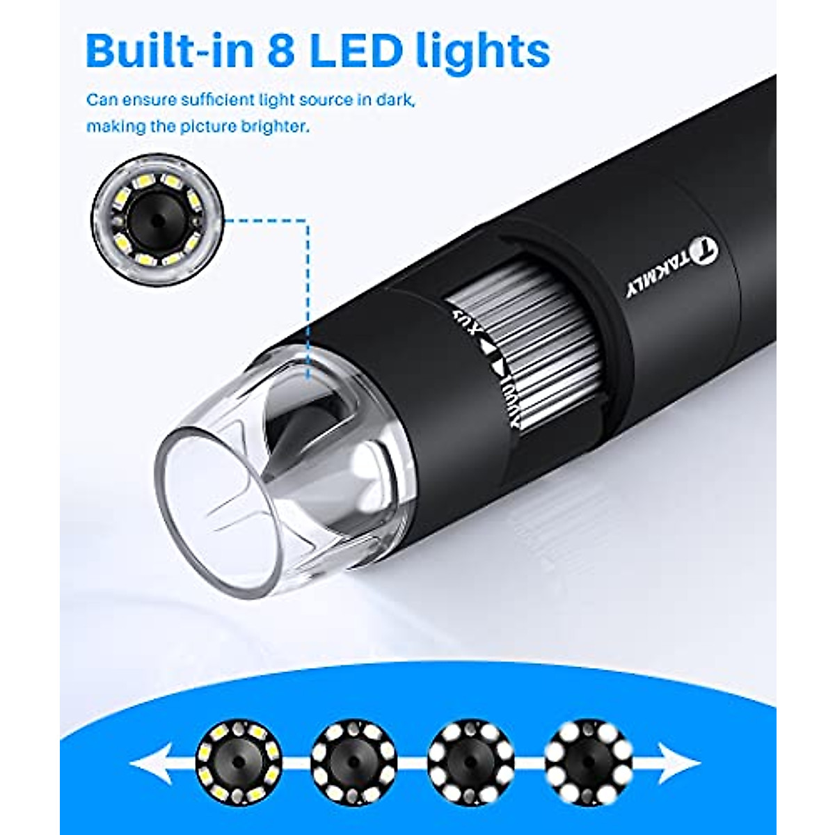 Wireless Digital Microscope Handheld USB HD Inspection Camera 50x-1000x Magnification with Flexible Stand Compatible with iPhone, iPad, Samsung Galaxy, Android, Mac, Windows Computer (Black)