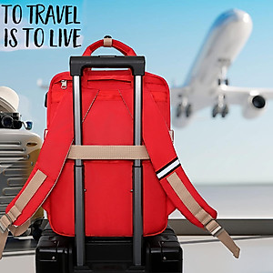 koculemi Laptop Backpack For Women, Travel Backpack Purse For 15.6 Inch Laptop with USB Charging Port, Water Resistant School Backpack Casual Hiking Daypack for Office/Teacher/Work (Red)