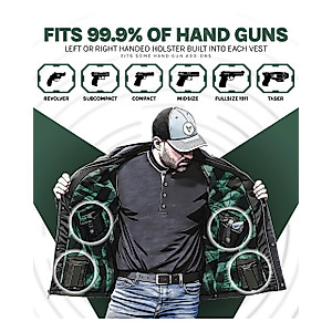 Venado Concealed Carry Vest for Men - Built-in Left and Right Handed Holster (Black, X-Large)