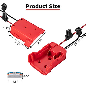 Power Wheels Adapter for Milwaukee M18 Battery 18v Dock Power Connector 12 Gauge Robotics