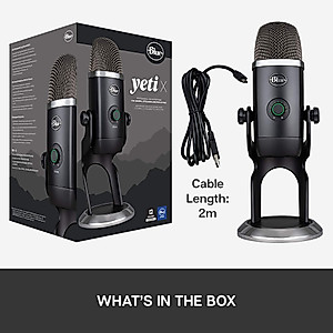 Blue Yeti X Professional Condenser USB Microphone with High-Res Metering, LED Lighting & Blue Voice Effects for Gaming, Streaming & Podcasting On PC & Mac (Renewed)