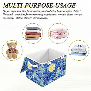 Starry Sky Large Storage Bins with Lid Collapsible Storage Bin Shelf Baskets Rectangle Storage Bin for Nursery Playroom Home Office Closet