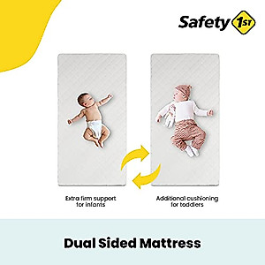 Safety 1st Polypropylene Vinyl Cover Heavenly Dreams Deluxe Dual 2-in-1 Baby Crib and Toddler Mattress, Waterproof and Stain Resistant Cover,Firm, White