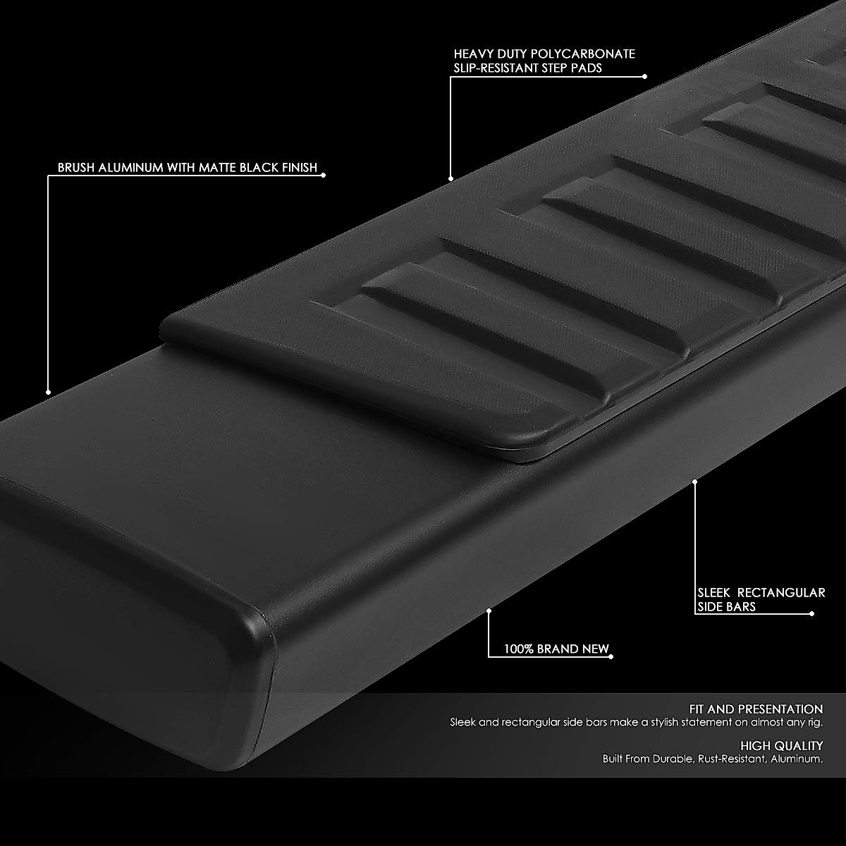 Auto Dynasty 6.7 Inches Running Boards Compatible with 2007-2019 Silverado Sierra 1500 2500HD 3500HD Crew Cab, Aluminum Black Powdered Side Steps, Nerf Bars