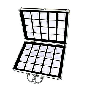 LoveinDIY Aluminium Alloy Box - Gem Jar Foam Insert Tray Jewelry Display Organizer Gemstones Beads Storage Case - 4cm