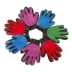 Safana Pet Grooming Glove - Gentle Deshedding Brush Glove - Efficient Pet Hair Remover Mitt - Massage Tool with Enhanced Five Finger Design - Perfect for Dogs & Cats with Long & Short Fur (Pink)