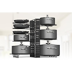 Stacking Pan Organizer - Cabinet Pot Organizer - Pot and Pan Organizer - Pot Rack Organizer - 8 Tier Pot Rack -Cookware Rack Organizer - Kitchen Pot Organizer - Expandable Cookware Rack Organizer