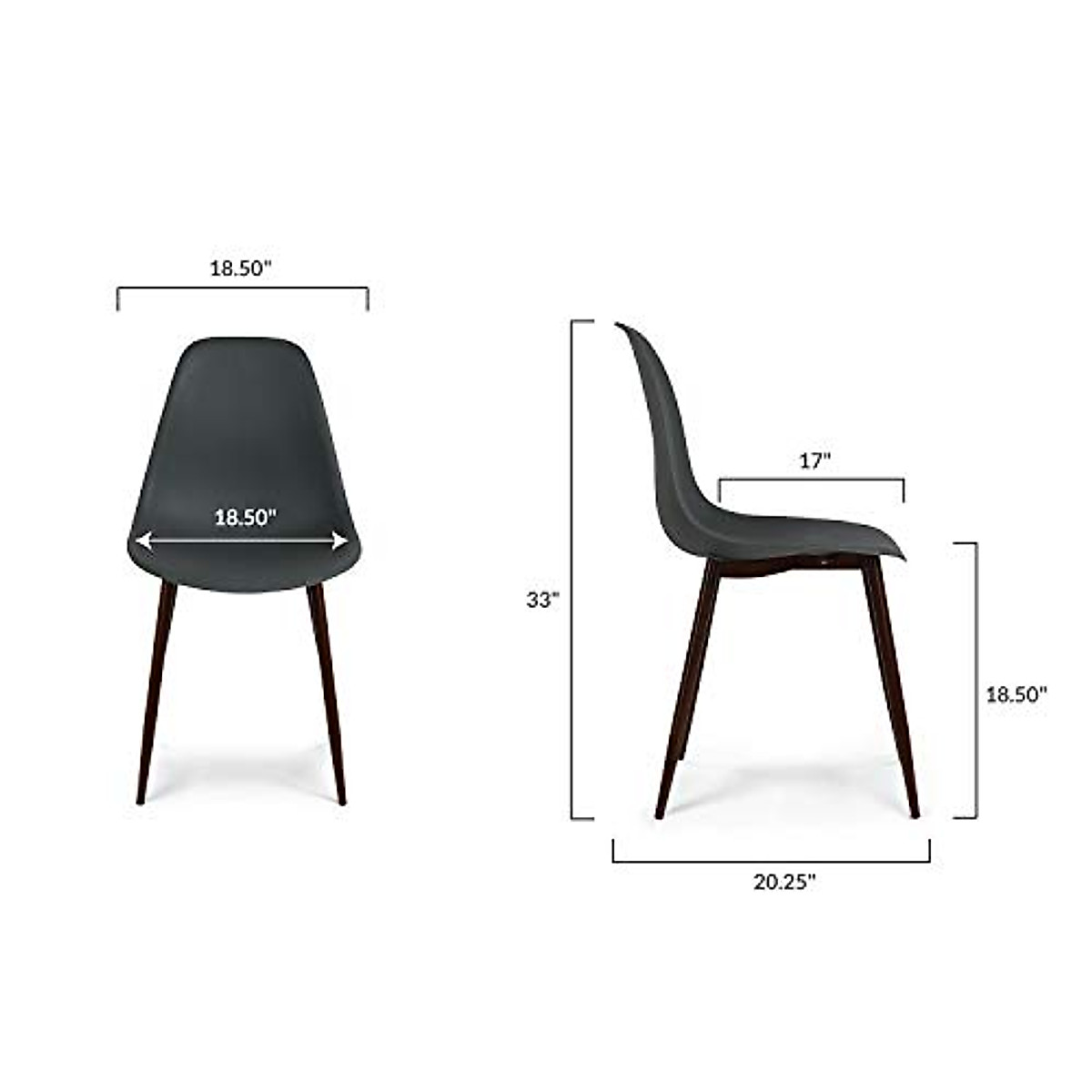 Poly and Bark Landon Sculpted Dining Chair in Smoke Gray (Set of 4)