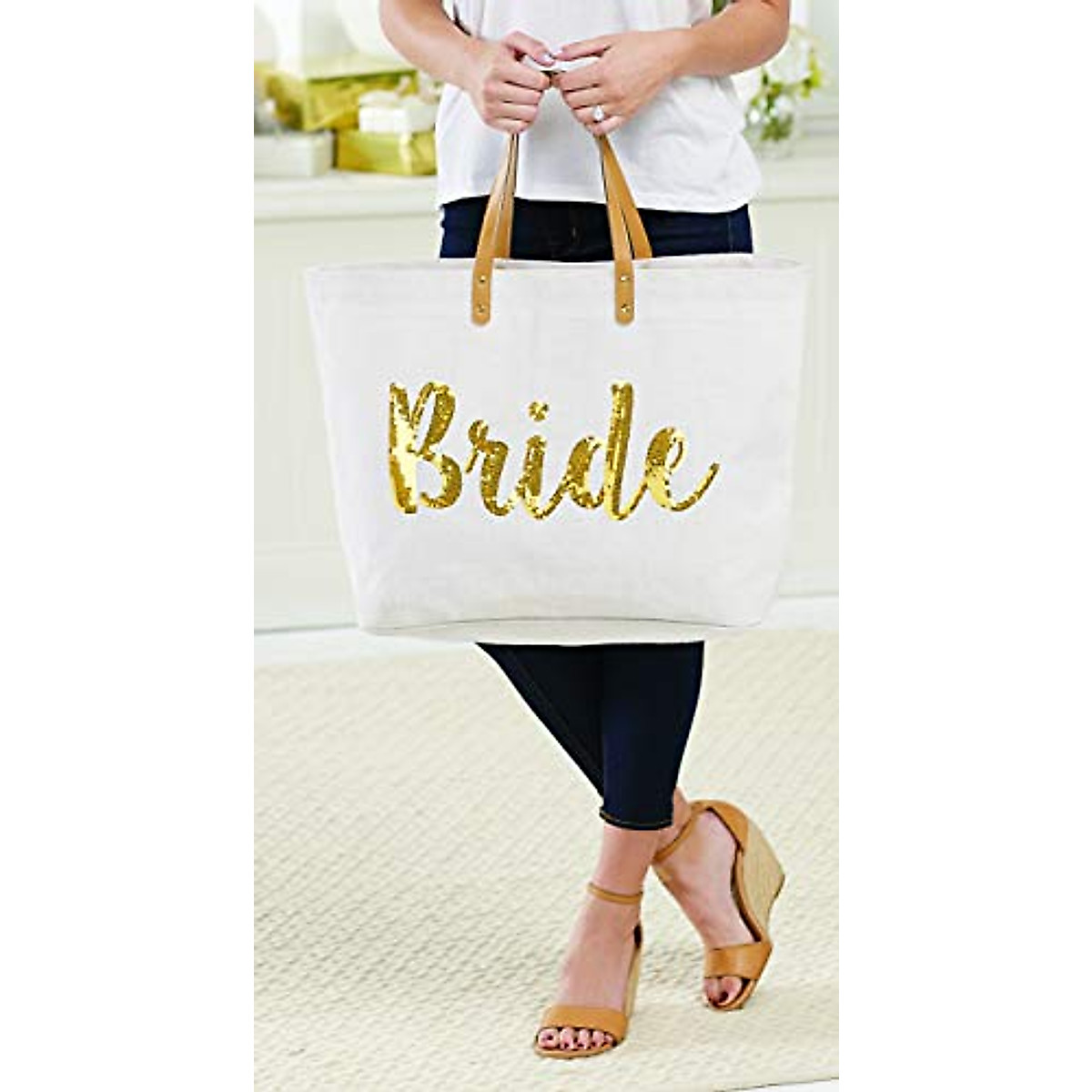 Mud Pie womens Bride Gold Sequin Tote, Gold Sequin, One Size US