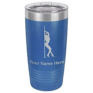 LaserGram 20oz Vacuum Insulated Tumbler Mug, Pole Dancer, Personalized Engraving Included (Dark Blue)
