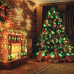 Tuanse 2 Pcs Christmas Net Lights 9.8 x 6.6 Ft 200 LED Bush Lights Outdoor Decorations Curtain Window 8 Modes String Mesh Lights for Garden Holiday Yard Party Decor (Red and Green)