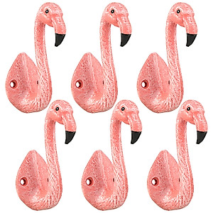 Yaocom 6 Pcs Cast Iron Flamingo Wall Hook Pink Flamingo Cast Iron Wall Hooks Flamingo Wall Mount Coat Hooks for Coats, Aprons, Hats, Towels