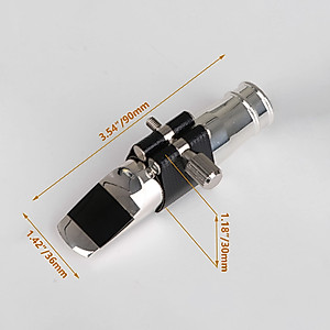 Yibuy Silver Jazz E-flat Alto Saxophone Mouthpiece 7# PU and Leather Cap 90 x 36 mm