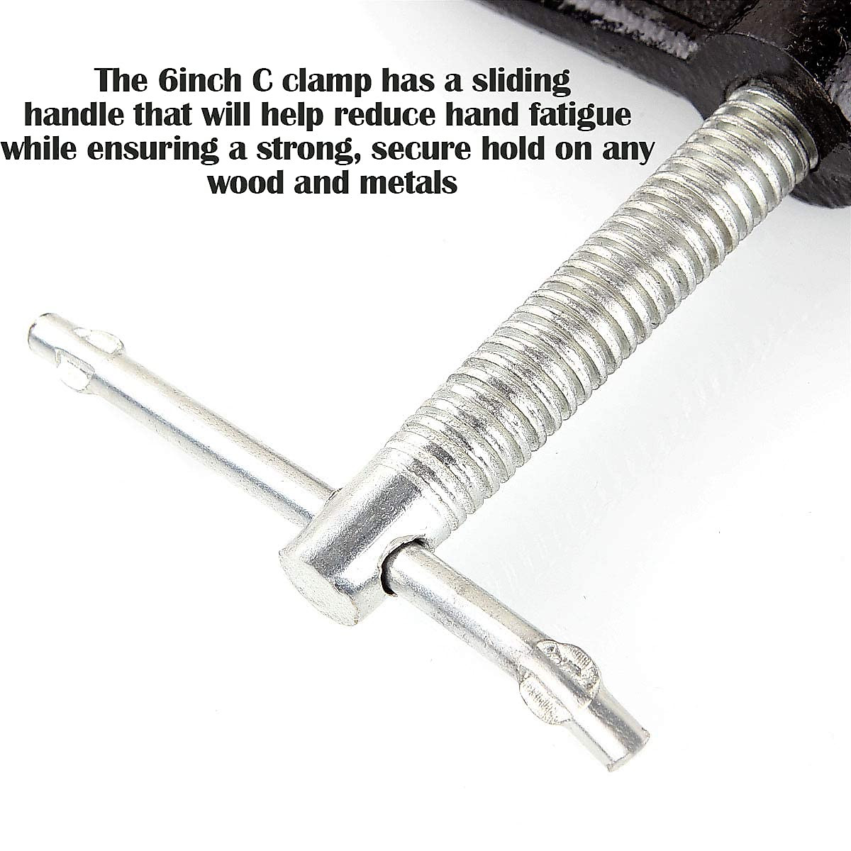 C Clamp 6 inch, 4 pieces Heavy Duty C-Clamp with Sliding Bar, Malleable Iron C Clamps Set for Woodworking, Welding, Automotive Repair, 2-5/8-Inch Throat Depth, 6-Inch Jaw Opening