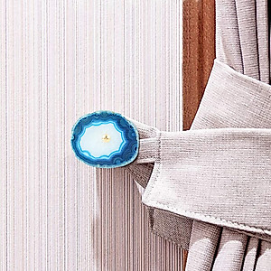 4 Pcs Unique Agate Blue Coat Hooks Wall Mounted Decorative Hooks Brass Single Wall Hook for Hanging,Hat Bag Hooks for Wall Decorative Curtain Tieback Hooks