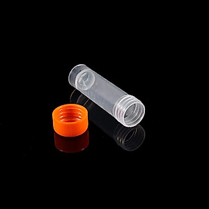 10pcs Plastic Frozen Test Tubes 5ML Standable with Lid Graduated Marks and Screw Cover with Silicone Gasket Vial Screw Seal Cover Pack Container for Laboratory Dia 15mm/0.59inches