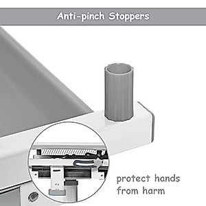 BABY JOY Kids Desk and Chair Set, Height Adjustable Child Desk Set w/Tilt Desktop, Pull Out Drawer Storage, Metal Hook, Multifunctional School Student Study Desk Chair for Boys & Girls (Grey)
