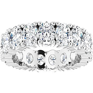 Moissanite World Touch of Paradise Bold Eternity Wedding Band, Oval Cut 17 Carat, VVS1 Clarity, Colorless Moissanite, 925 Sterling Silver, Engagement Ring, Wedding Gift, Perfact for Gift (10.5)