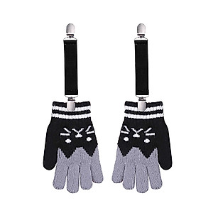 Century Star Elastic Mitten Clips for Toddlers Glove Clips for Kids Babys Adults Winter Boys Girls Mitten Clips 2 Pairs Black One Size