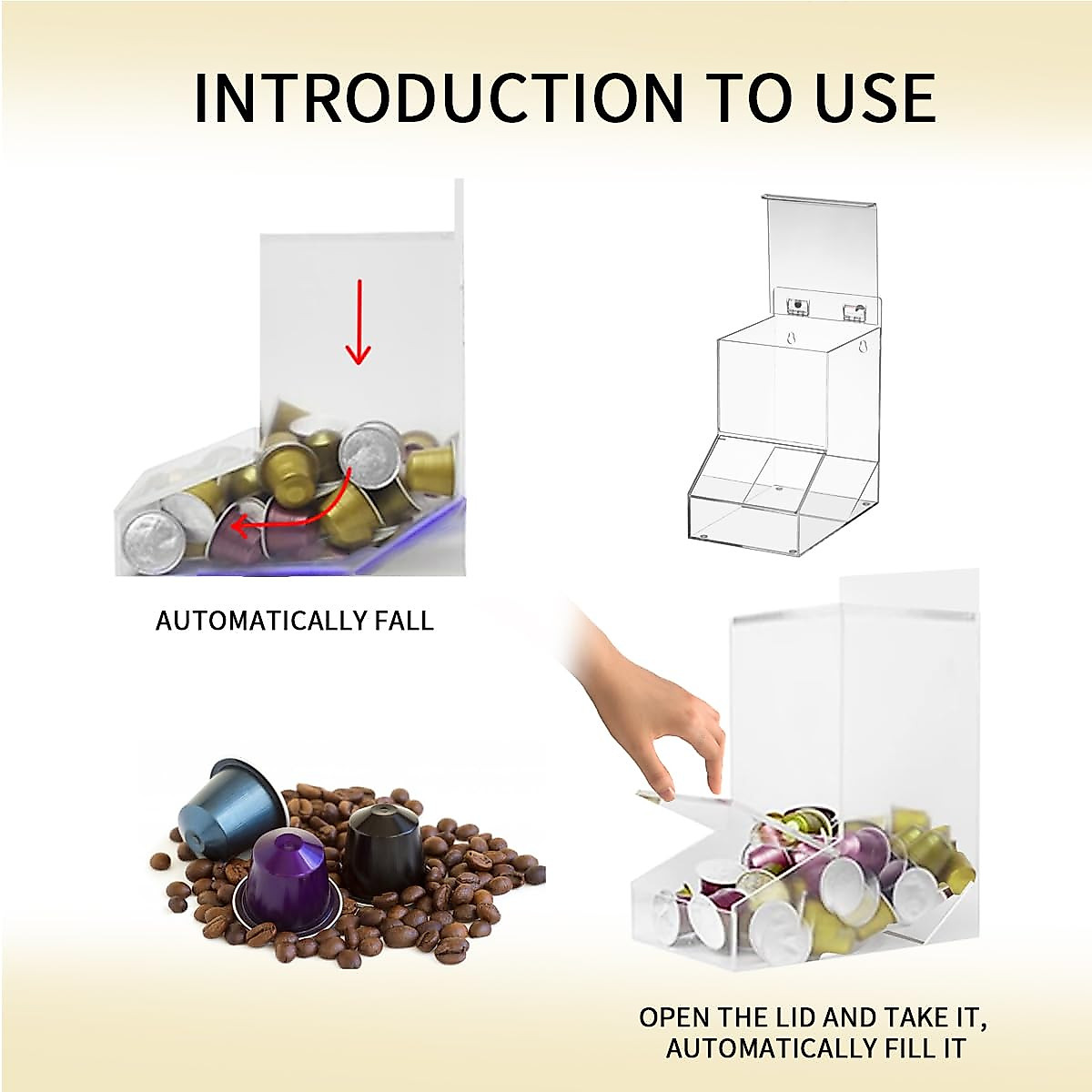 Acrylic Storage Container-Laundry Pods, Coffee Capsules Holder, Dishwasher Pod, Candy Dispenser, and Wall-Mountable Organizer for Snacks, Toys, and More - 23.3cm Height, 20cm Width, 13cm Depth