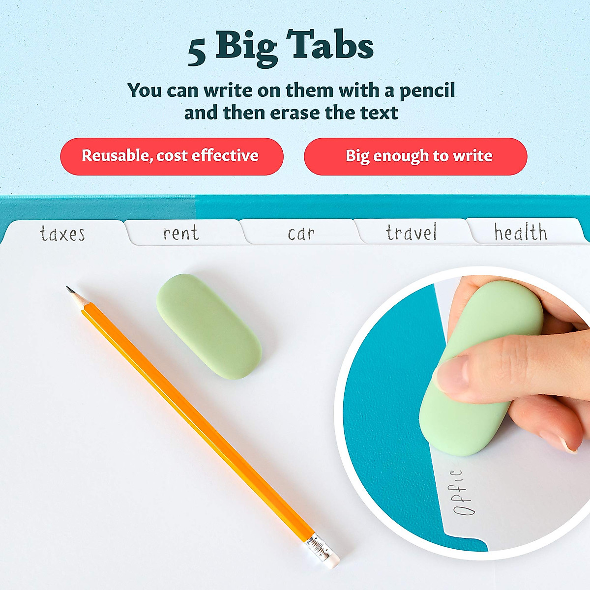 3 Ring Binder Dividers with Tabs - (20 Sets) x 5 Tab Dividers for 3 Ring Binders - White - Binder Dividers with Tabs - Dividers for 3 Ring Binder - Tab Dividers - Binder Tabs // Paper Plan