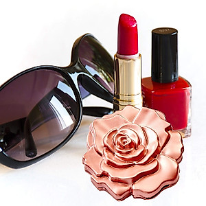 FASHIONCRAFT Dusty Rose Realistic Rose Design Compact Mirror – 2.5” Round Travel Makeup Mirror, Party Favor, Wedding Favor (Pack of 20)