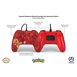 PowerA Wired Controller for Nintendo Switch - Pokémon: Charmander Blaze, Gamepad, Game controller, Wired controller, Officially licensed