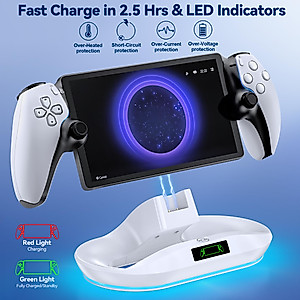 Charging Stand for PS Portal Remote Player, PS Portable Charging Dock with Light Modes, PS Portal Stand Charger, Portal Dock Station with Magnetic Connector, PS Portable Holder Charging Base, White