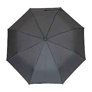 West Chester UMB340/OS Tri-Fold Umbrella - Black, 40 in., Pongee, Automatic Opening Umbrella with Fiberglass Ribs, Metal Shaft, Gray Trim