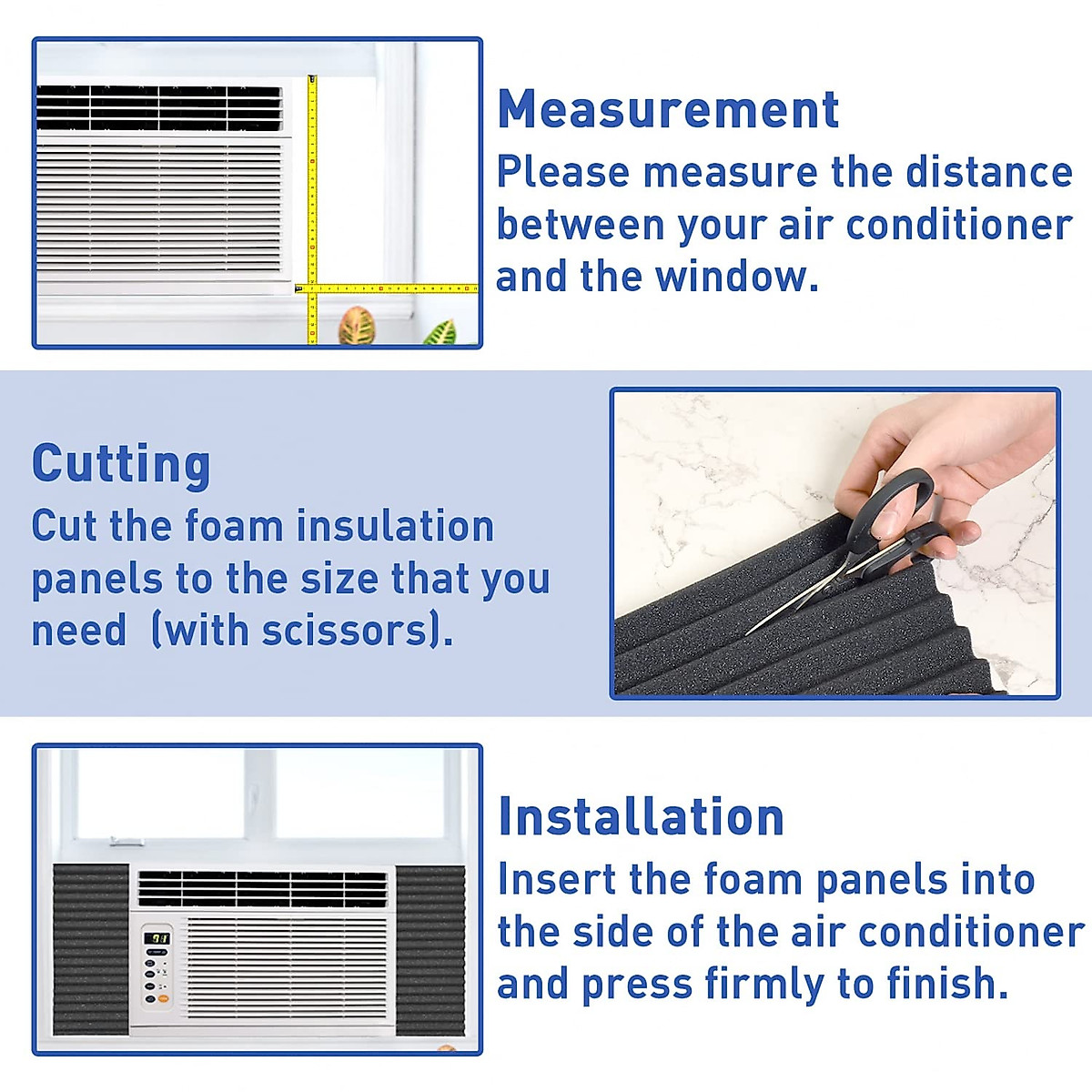 YoleShy Window Air Conditioner Side Panels Foam Panels for Window Air Conditioner, AC Units Window Kit 17 X 9 X 1 inch, Pack of 2, Black