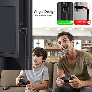 PNGKNYOCN 8K HDMI 2.1 Short Cable,90 Degree Right Angle 1FT/0.3M Ultra High Speed 48Gbps HDMI Male to Male Cable Support 8K@60Hz,Dynamic HDR,HDCP 2.2&2.3, eARC (R)