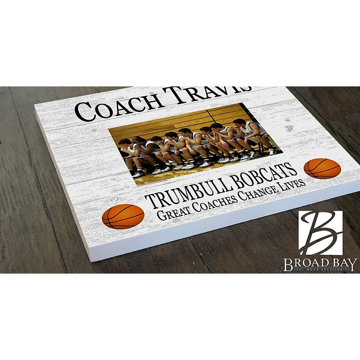 Broad Bay Basketball Coach Gift Plaque with Photo - UPLOAD Team Picture - Frame Alternative Personalized Appreciation Award For End Of Season Coaches Present 10in x 10in (Basketball)