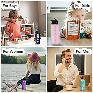 Personalized Water Bottles for Kids, 18 oz Custom Name Insulated Water Bottle With Straw, Stainless Steel Reusable Waterbottle Gifts for School Girls Boys Men Women - Icon Design